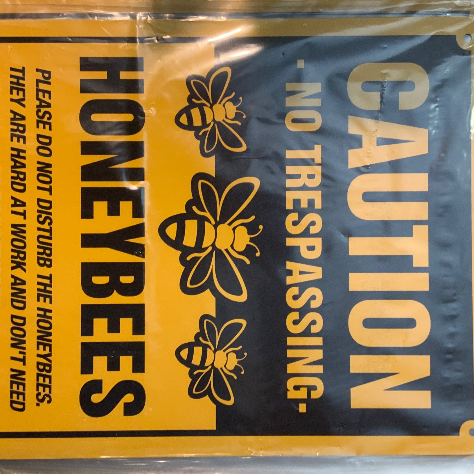Large caution honeybees hard at work sign | Winding Creek Bee Supply LLC